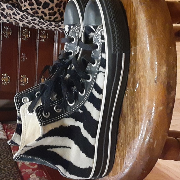 Converse | Shoes | Y2k Fuzzy Zebra Converse Hightops | Poshmark